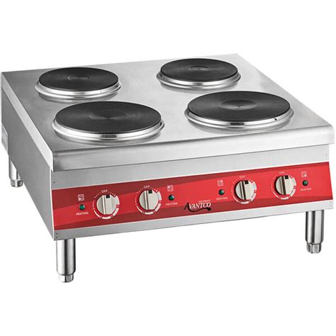 Avantco Cer 400 4 Burner Solid French Style Countertop Electric Range 208 240v 4200 5600w