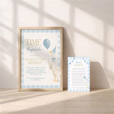 One Silly Goose Time Capsule Sign Editable Template 1st Birthday Game