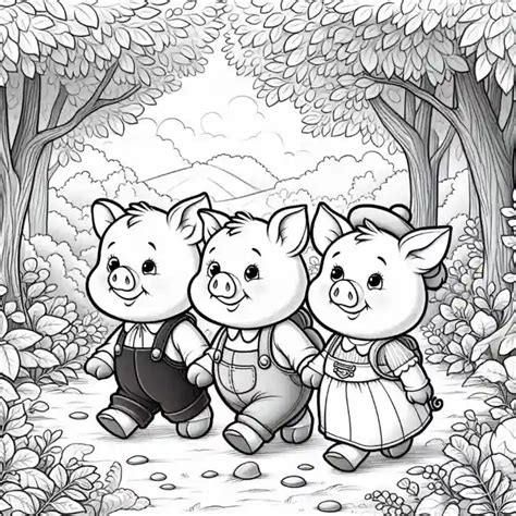 Dibujo Cerditos Y Cerdita Para Colorear