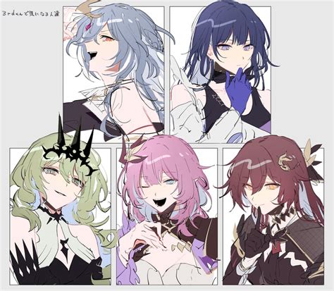 Fu Hua Elysia Raiden Mei Elysia Fu Hua And 3 More Honkai And 1 More Drawn By Hirako