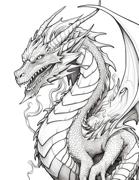 Line Art Drawing Dragon Coloring Book Premium Ai Generated Image