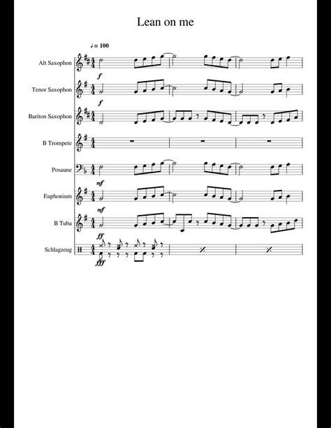 Lean On Me Sheet Music For Alto Saxophone Tenor Saxophone Baritone
