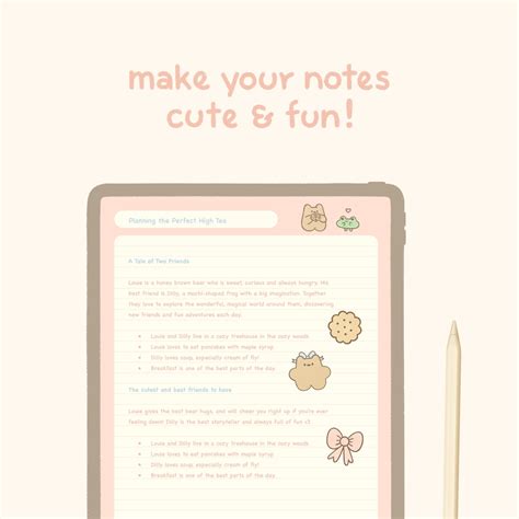 Cute Pink Digital Notebook Template High Tea Goodnotes Samsung Notes