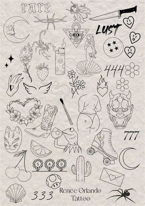 Outline Tattoo Flash Sheets