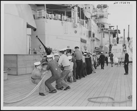 6082 X 4932 Hms Vanguard Crew Members Hauling Up The Life Boat By Hand