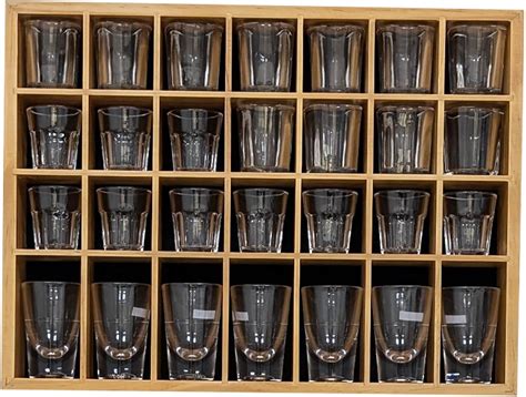Shot Glass Display Case Stylish Natural Varnished Glass