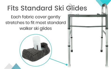 Vive Walker Ski Glide Covers 4 Pcs Heavy Duty Removable Padded Caps