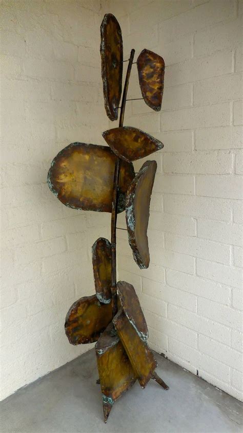 Arresting Brutalist Verdigris Copper Floor Sculpture By Constantine