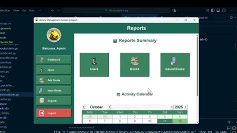 Reports Admin Export Excel Library System Python Tkinter And Sqlite