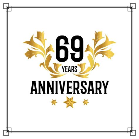 69th Anniversary Logo Luxurious Golden And Black Color Vector Design