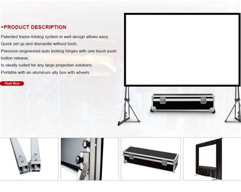 332×186cm 16 9 Fast Folding Projection Screen Outdoor With Aluminium Frame