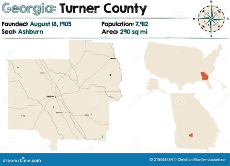 Map Of Turner County In Georgia Stock Vector Illustration Of America