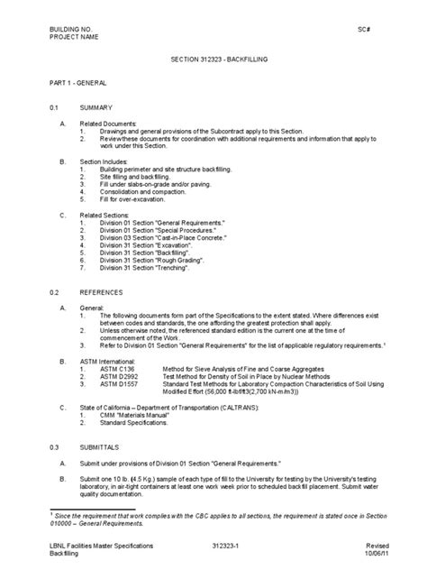 Backfill Specification Pdf Specification Technical Standard