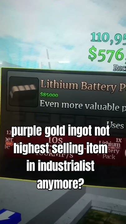 Purple Gold Ingot Not Highest Selling Item In Roblox Industrialist