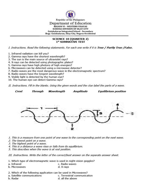 Science 10 Quarter 2 1st Summative Pdf