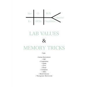 Lab Values Memory Tricks Fundamental Nursing Notes NCLEX Etsy