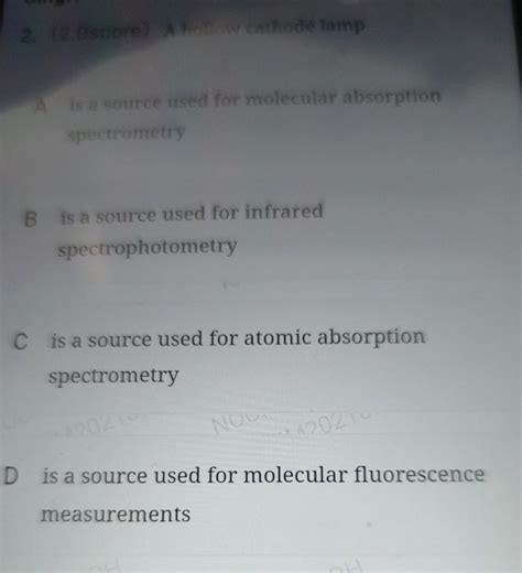 Solved A Is A Source Used For Molecular Absorption