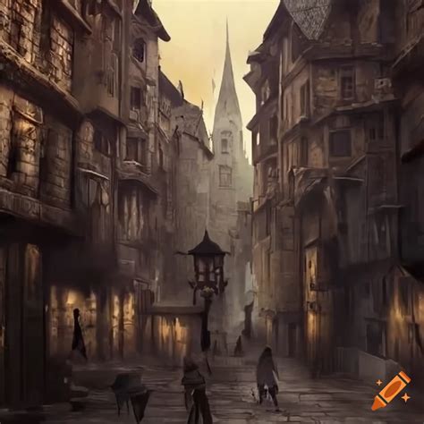 Medieval Fantasy City With Crowded And Dirty Streets On Craiyon