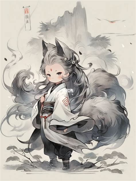 长相思｜涂山璟｜九尾狐｜q版国风插画｜ai