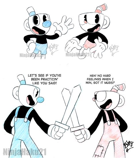 Ninjahaku2art — Cuphead And Mugman Sketches From Work Today I
