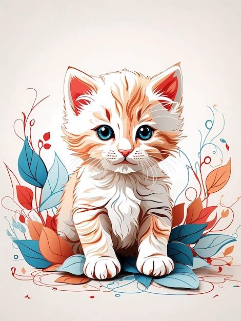 Premium Ai Image Illustrated Kitten Pattern