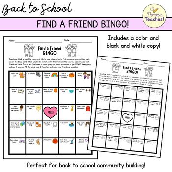 Find A Friend Bingo Find Someone Who Icebreaker Community Activity