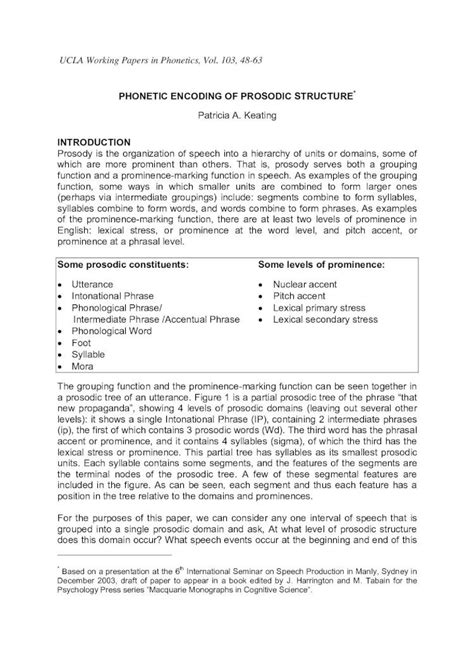 Pdf Phonetic Encoding Of Prosodic Structure Ucla Department Of