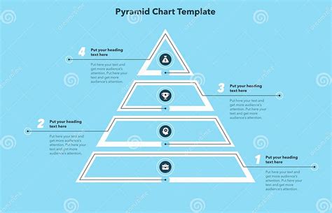 Triangle Pyramid Chart Template With 4 Sections Blue Version Stock Vector Illustration Of
