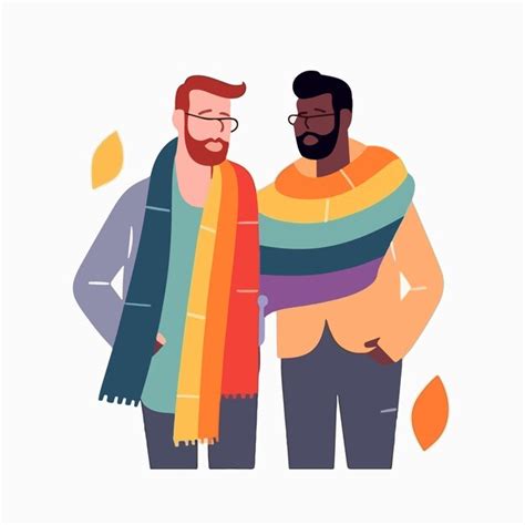 Ein Porträt Eines Schwulen Paares Mit Einer Regenbogenfahne Das Konzept