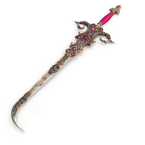 Graceful Forged Ruby Rapier With An Intricate Design A Slend Game Asset 3d Isolated Design