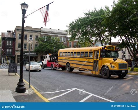 School Bus Being Towed Editorial Stock Image Image Of Towing 77938519