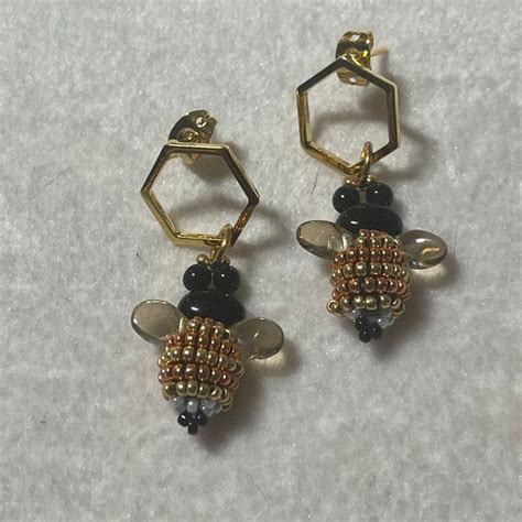Bee Seed Bead Earrings Beading Pattern Beaded Bumble Bee Tutorial Diy