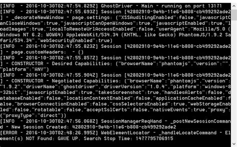 Selenium Nosuchelementexception Using Phantomjs 192 In Visual
