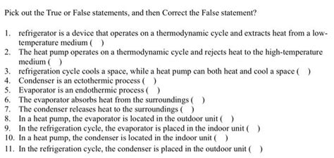 Solved Pick Out The True Or False Statements And Then Chegg