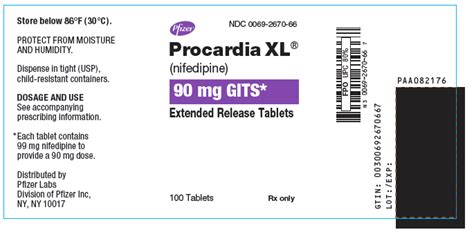 Dailymed Procardia Xl Nifedipine Tablet Film Coated Extended Release