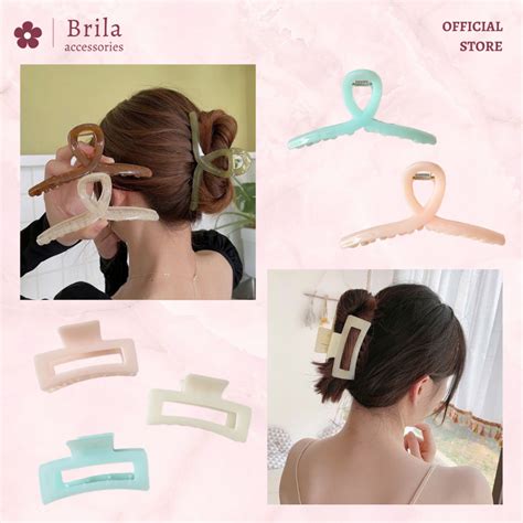 Kẹp Tóc Càng Cua Nữ Brila Hình Vuông Đuôi Cá Màu Thạch Pastel Phong