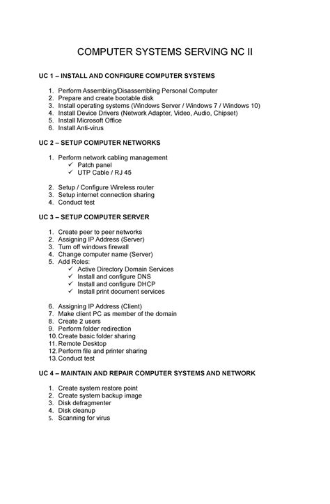 css nc ii practical demonstration computer systems serving nc ii uc 1