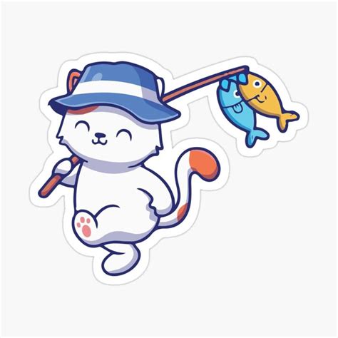 Cat Fishing Funny Sticker For Sale By Cutefy Cute Stickers Catfish