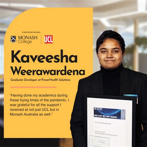Monash College At Ucl On Linkedin Kaveesha Weerawardanas Journey Is A
