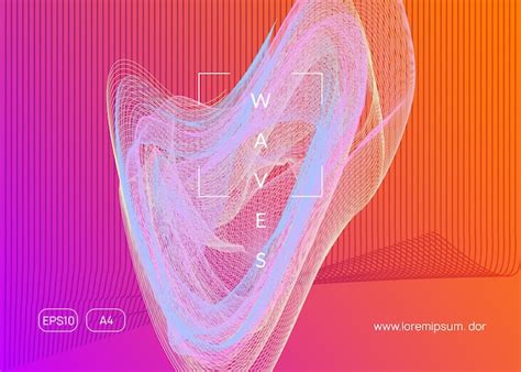 사운드 플라이어 현대 쇼 배너 레이아웃입니다 동적 유체 모양과 선 네온사운드 전단지 일렉트로 댄스 음악 전자 축제 이벤트 클럽 Dj 포스터입니다 테크노 트랜스