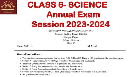 Class 6 Science Annual Exam 2024 Sample Question Paper With Solution
