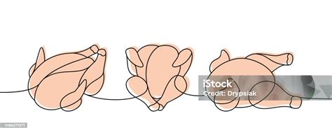 닭 몸 고기는 한 줄로 채색 된 연속 그리기를 설정합니다 닭고기 연속 한 줄 그림입니다 벡터 미니멀리스트 선형 그림입니다 가금류에 대한 스톡 벡터 아트 및 기타 이미지
