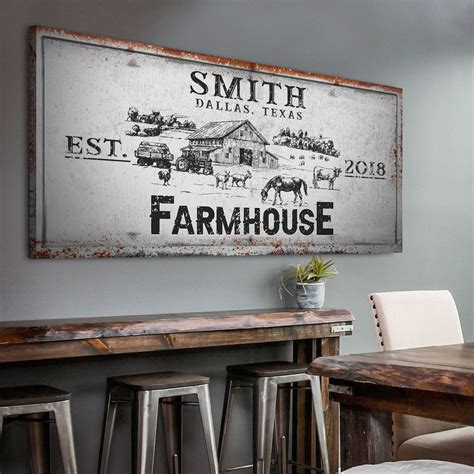 Farmhouse Sign Farmhouse Wall Decor Last Name Sign Custom Canvas