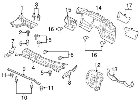 2011 2017 Chevrolet Caprice Cowl Grille Panel Bracket 92203844