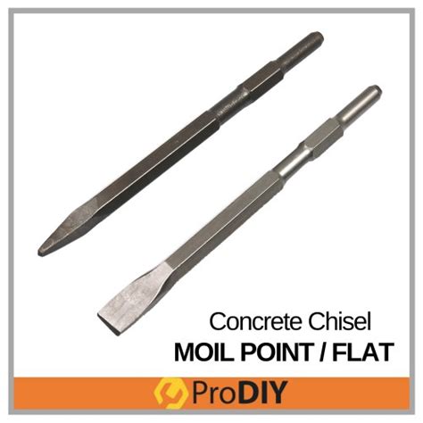 17mm X 260mm Heavy Duty Concrete Chisel Hex Shank Flat Moil Point