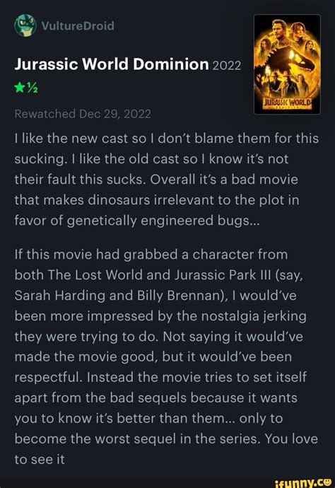 Jurassic World Dominion 2022 Rewatched Dec 29 2022 I Like The New Cast