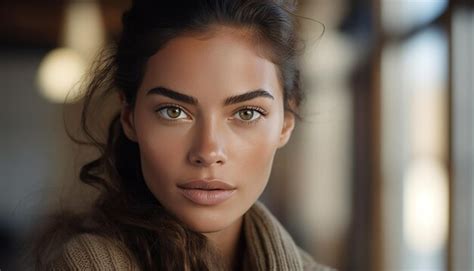 Beautiful Super Model Womans Face Fashion Photography Facing Camera