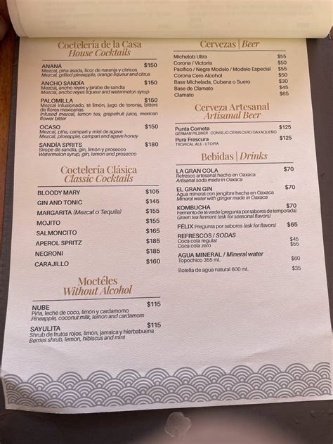 Menu At Humar Restaurant Oaxaca Mariano Matamoros 501