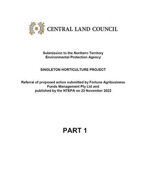 Submission To The Northern Territory Environmental Protection Agency