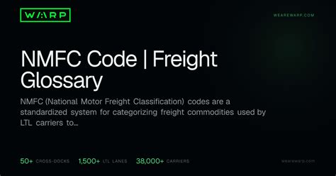 Nmfc Code Freight Glossary Warp